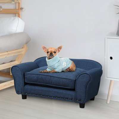 PawHut Dog Sofa Bed Pet Chair w/ Soft Cushion, for XS and S Dogs - Blue
