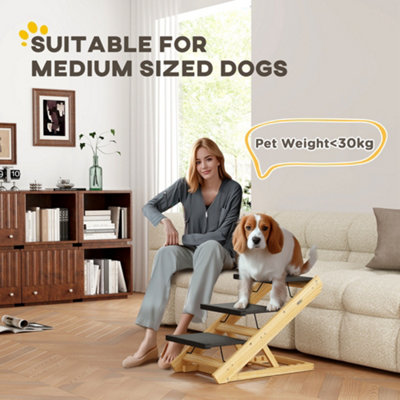 PAWHUT DOG STEPS DOG RAMP, 3-STEP ADJUSTABLE HEIGHT PET STAIRS FOR ...