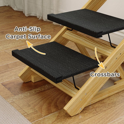 PAWHUT DOG STEPS DOG RAMP, 3-STEP ADJUSTABLE HEIGHT PET STAIRS FOR ...