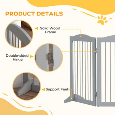 PawHut Foldable Dog Gate, Freestanding Pet Gate with Two Support Feet ...