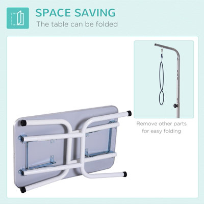 PawHut Foldable Dog Grooming Table Adjustable Arm 81x49x80 cm