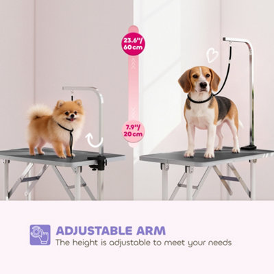 PawHut Foldable Dog Grooming Table Adjustable Arm for Small Dogs ...