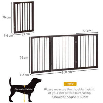 Pawhut Folding Pet Gate Fence Free Standing Child Safety Indoor Wood ...