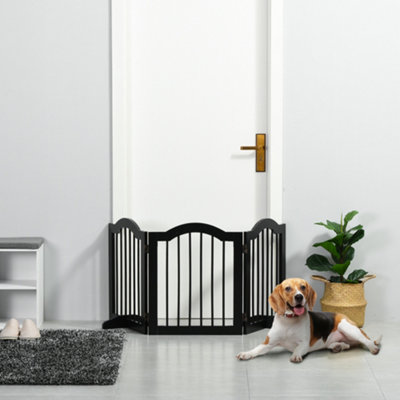 PawHut Freestanding Pet Gate Safety Barrier 3 Pannel w/ Support Feet Black