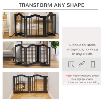 PawHut Freestanding Pet Gate Safety Barrier 3 Pannel w/ Support Feet Black