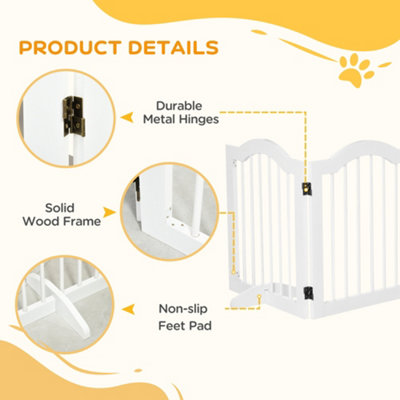 PAWHUT FREESTANDING PET GATE SAFETY BARRIER 3 PANNEL W/ SUPPORT FEET WHITE