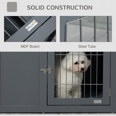 PawHut Furniture-Style Dog Crate w/ Two Lockable Doors, for Small ...
