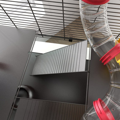 PawHut Hamster Cage w/ Tubes, Ramps, Platforms, Hut, 60 x 40 x 57cm