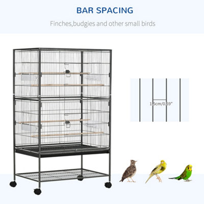 PawHut Large Bird Cage Budgie Cage for Finch Canaries Parakeet with Rolling Stand Slide out Tray
