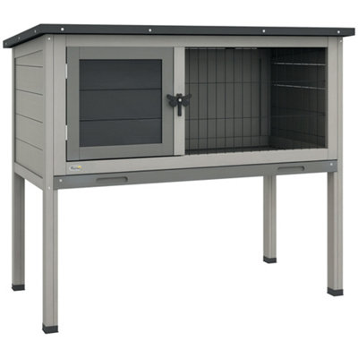 Pawhut Large Elevated Indoor Outdoor Wooden Guinea Pig Hutch w/ Asphalt ...