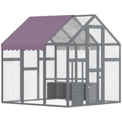 PAWHUT LARGE WALK IN CHICKEN RUN FOR 6-8 POULTRIES, 1.7 X 1.8 X 1.8 M