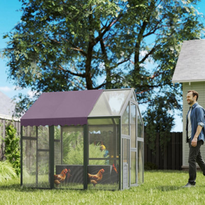 PAWHUT LARGE WALK IN CHICKEN RUN FOR 6-8 POULTRIES, 1.7 X 1.8 X 1.8 M