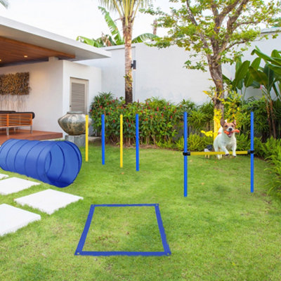 PawHut Pet Agility Training Equipment Dog Play Run Jump (Poles + Hurdle ...