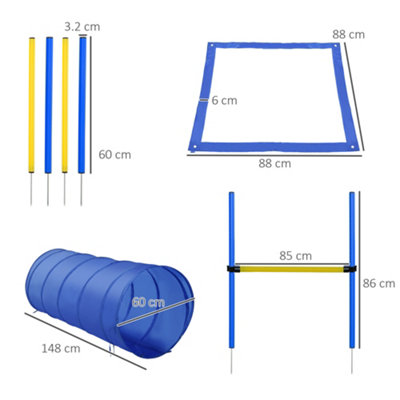 PawHut Pet Agility Training Equipment Dog Play Run Jump (Poles + Hurdle ...