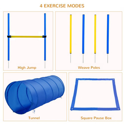 PawHut Pet Agility Training Equipment Dog Play Run Jump (Poles + Hurdle ...