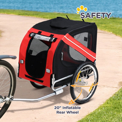PawHut Pet Bicycle Trailer Dog Cat Bike Carrier Water Resistant Red Outdoor