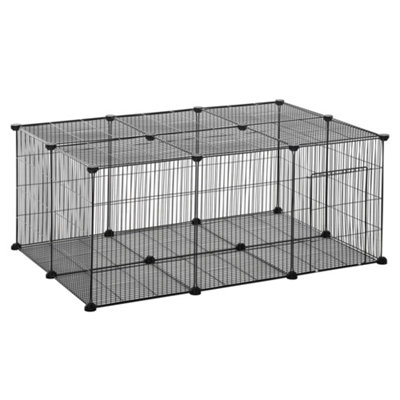 PawHut Pet Playpen DIY Small Animal Cage Metal Fence with Door, 22 ...