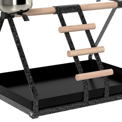 PawHut Portable Bird Stand Resting Stainless Steel Base Wood Perch ...
