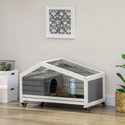 PawHut Rabbit Hutch, Guinea Pig Cage, Small Animal House Bunny Run w ...