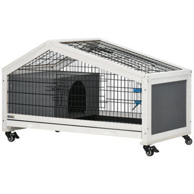 PawHut Rabbit Hutch, Guinea Pig Cage, Small Animal House Bunny Run w ...