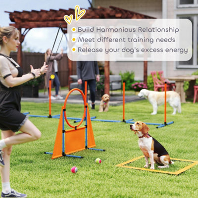 PawHut Seven-Piece Dog Agility Equipment, Obstacle Training Course Kit