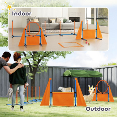 PawHut Seven-Piece Dog Agility Equipment, Obstacle Training Course Kit