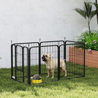 PawHut Six-Panel Dog Playpen with Door, for Indoor, Outdoor, 60cm Tall