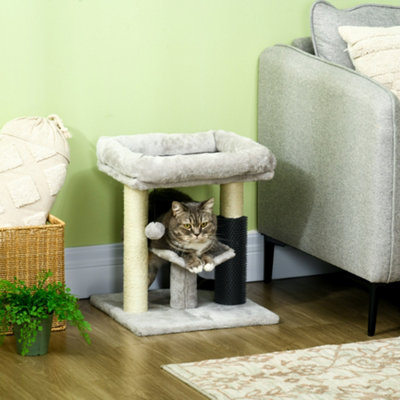 PawHut Small Cat Tree Tower w Scratching Posts Bed Perch Self Groomer Toy