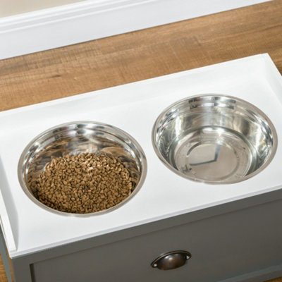 PawHut Stainless Steel Raised Dog Bowl w/ 21L Storage Drawer, for Large ...