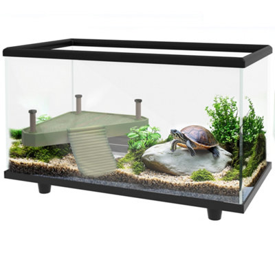PawHut Turtle Tank 28L Glass Turtle Aquarium w/ Easy Drainage, 45 x 25 ...