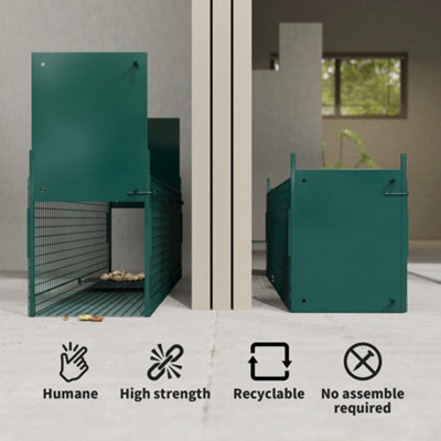 PawHut Two-Door Live Cage, Trap for Small Animal, Easy Setup - Dark Green