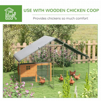 PawHut Walk In Chicken Run Large Galvanised Chicken Coop w/ Cover 3 x 1 ...