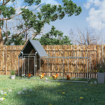PawHut Walk In Chicken Run Large Outdoor Chicken Cage Coop w/ Cover 3 x ...