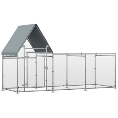 PawHut Walk In Chicken Run Large Outdoor Chicken Cage Coop w/ Cover 3 x ...
