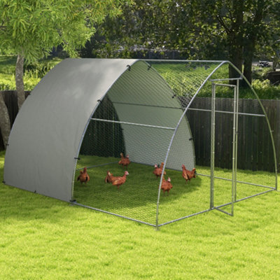 PawHut Walk-In Chicken Run w/ Cover, for 8-12 Chickens, 3 x 3.8 x 2.2m ...