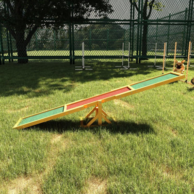 PAWHUT WOODEN PET SEESAW FOR BIG DOGS WITH ANTI-SLIP SURFACE, NATURAL