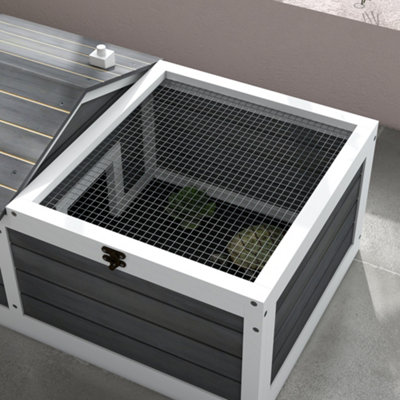 PawHut Wooden Tortoise House, Small Pet Reptile with Hide Shelter Den ...