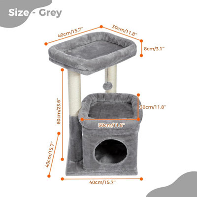 PAWZ Road Small Cat Tree, Multi-Level Cat Tower with Sisal-Covered ...