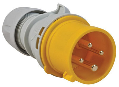 PCE - 16A, 110V, Cable Mount CEE Plug, 3P+E, Yellow, IP44 | DIY at B&Q