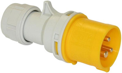 PCE - 32A, 110V, Cable Mount CEE Plug, 2P+E, Yellow, IP44 | DIY at B&Q