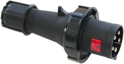 PCE - 63A, 415V, Cable Mount CEE Plug, 3P+N+E, Black, IP67 | DIY at B&Q