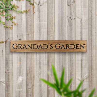 Peak Heritage Engraved Wooden Sign 60cm - Grandad's Garden | DIY at B&Q