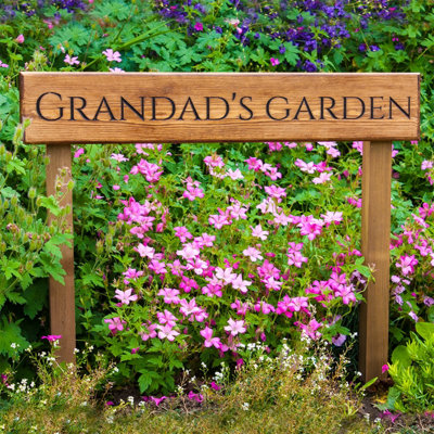 Peak Heritage Engraved Wooden Sign 60cm With Posts - Grandad's Garden ...
