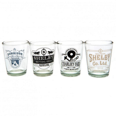 Peaky Blinders Shot Gl Set (Pack of 4) Clear/Black (One Size) | DIY at B&Q