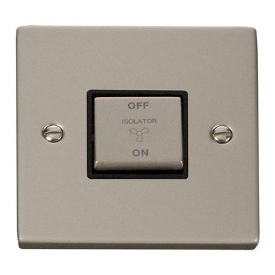 Pearl Nickel 10a 1 Gang Ingot 3 Pole Fan Isolation Switch Black Trim