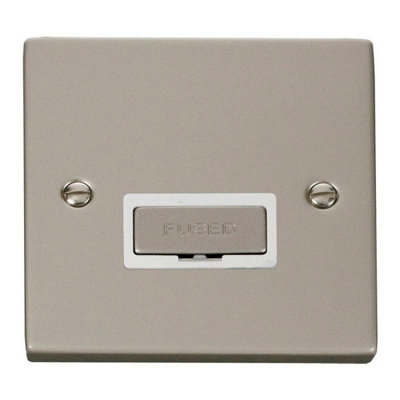Pearl Nickel 13A Fused Ingot Connection Unit - White Trim - SE Home