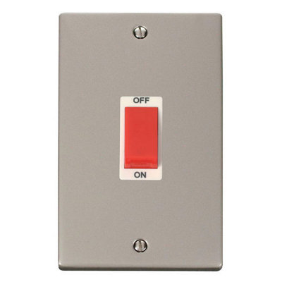 Buy Pearl Nickel 2 Gang Size 45A Switch - White Trim - SE Home | DIY at B&Q