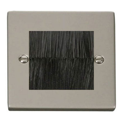 Pearl Nickel Brush Outlet Plate - Black Trim - SE Home | DIY at B&Q