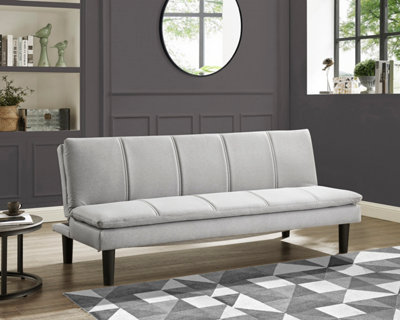 Pearse 3 Seater Light Grey Woven Fabric Double Stitch Sofa Bed | DIY at B&Q