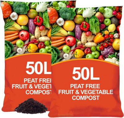 Peat Free Nutrient Rich Fruit & Vegetable Compost - 100L